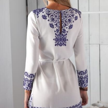 Retro Round Neck Long-sleeved Printed Dress We71708po on Luulla
