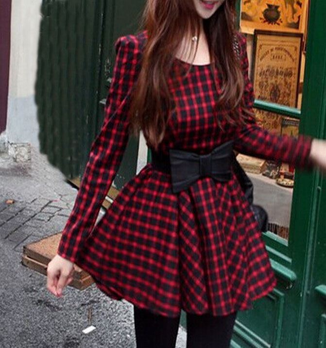 Sweet Cute Plaid Bow Princess Dress #we32106po on Luulla